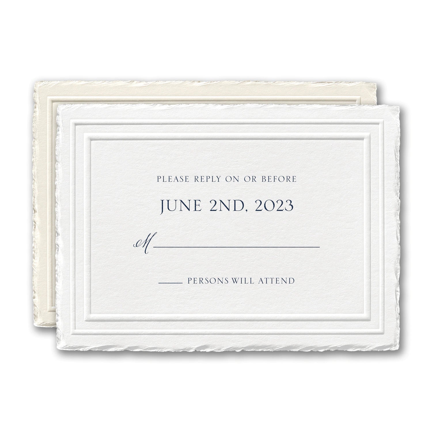 Stylish Feather Deckle Wedding RSVP Set – Signature Imprints